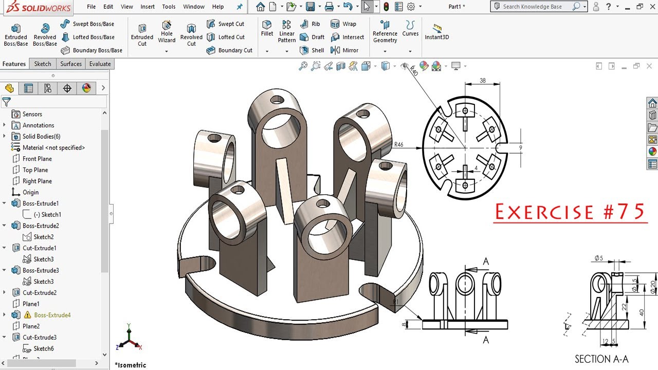 Solidworks Tutorial: Exercise #75 (Crown)