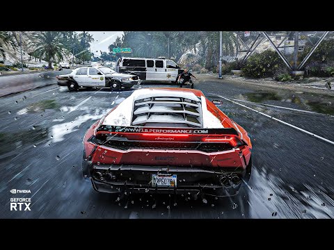 GTA V: Realistic Rain Weather with Path Tracing Mods - 8K Maxed-Out Gameplay on RTX 4090
