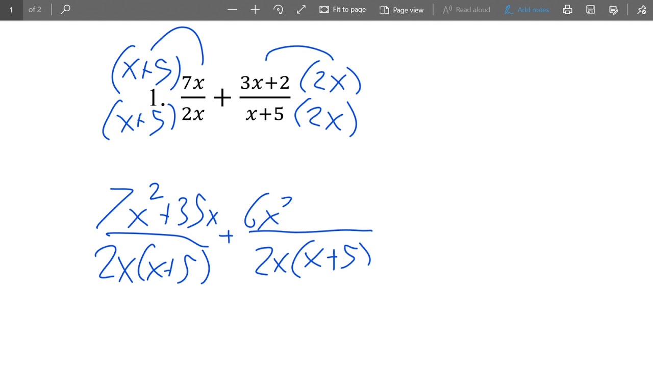 Adding Rational Expressions 1E  #1