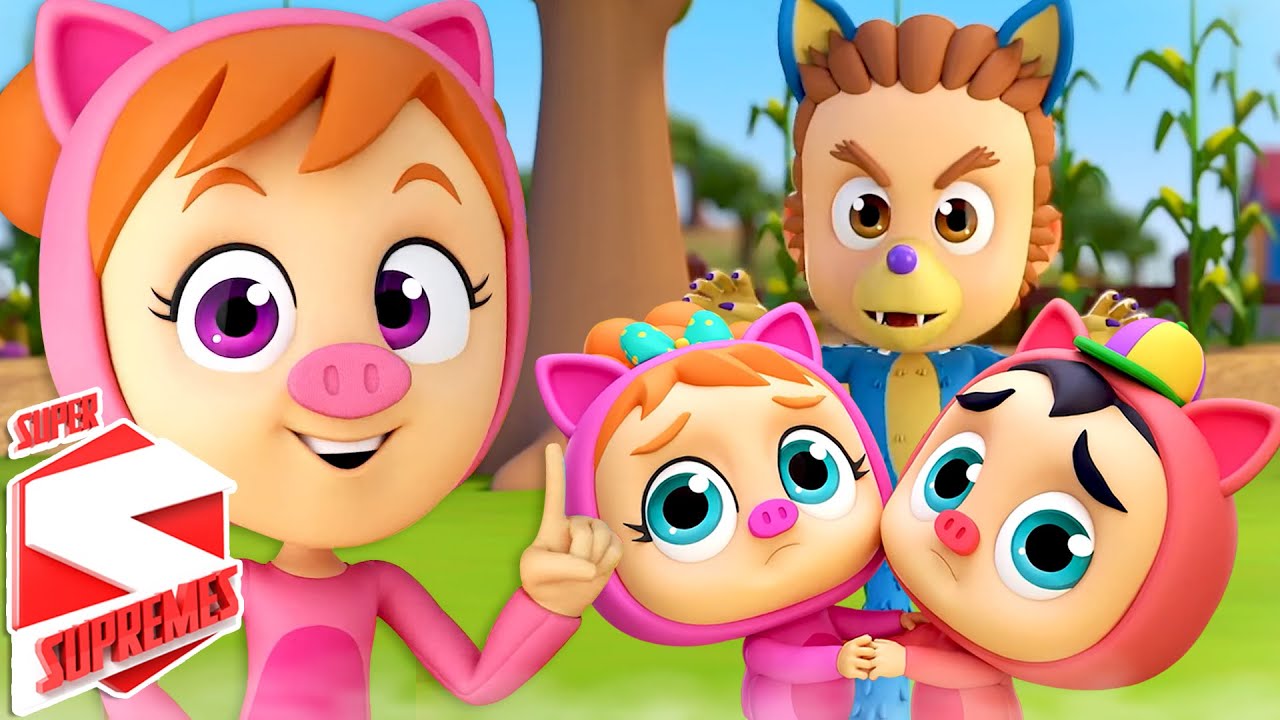 Three Little Pigs | Nursery Rhymes and Baby Song | Pigs Song | Pretend Play Song | Super Supremes