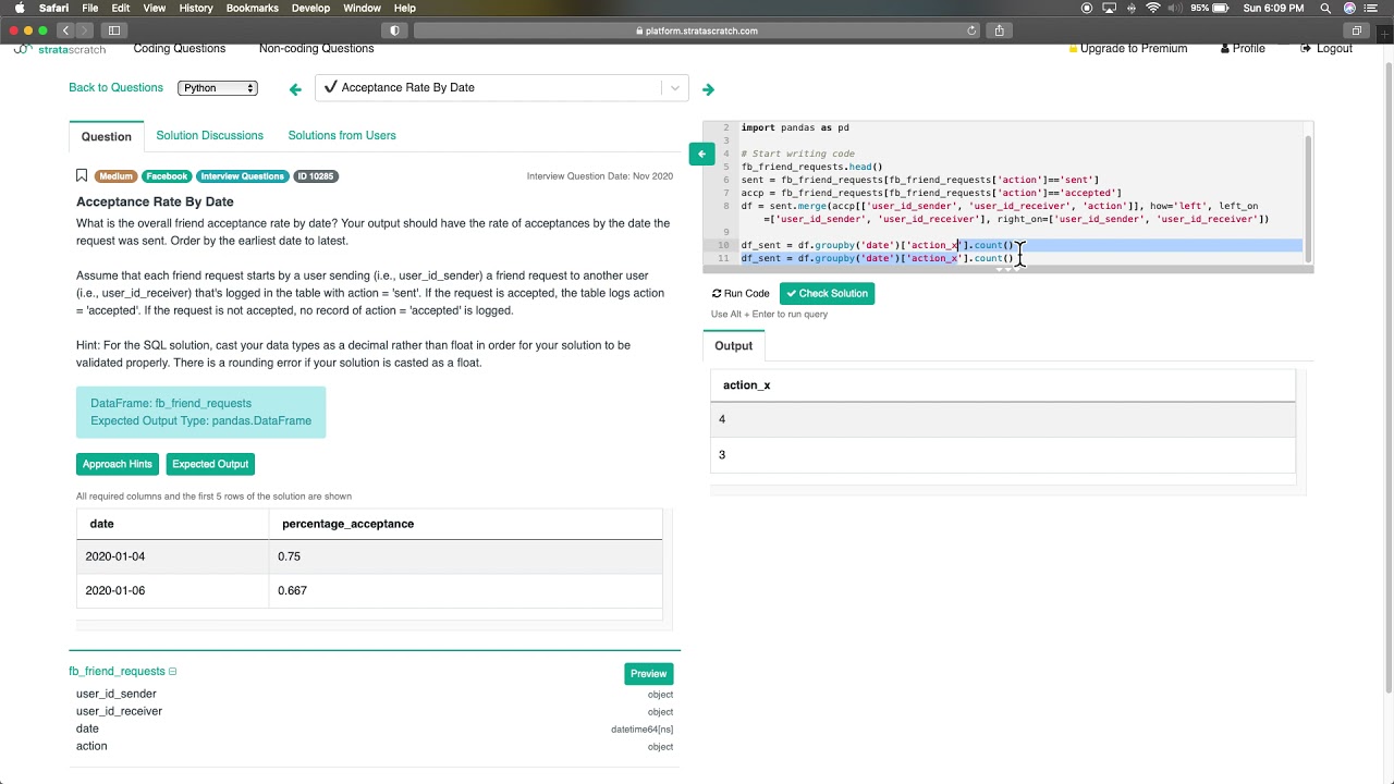 Python: Facebook Interview Question Medium Difficulty Stratascratch