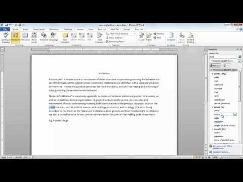 How to find synonyms in Microsoft Word 2010