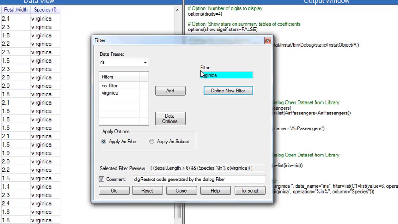 How to Filter Data using R-Instat