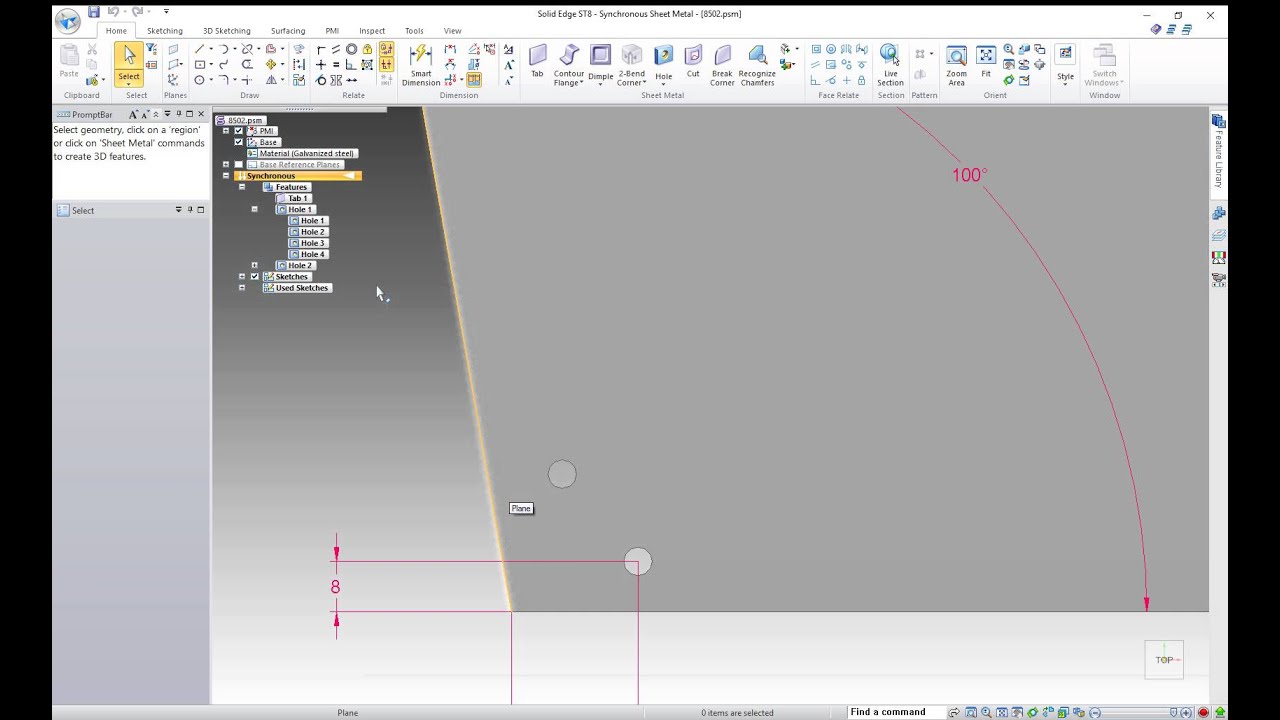 Solid Edge: How to dimension from hole to edge?