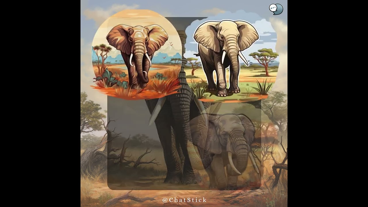 120 Elephant of the Savanna Digital Sticker Clipart Pack - Majestic Wildlife PNG Printable Cliparts