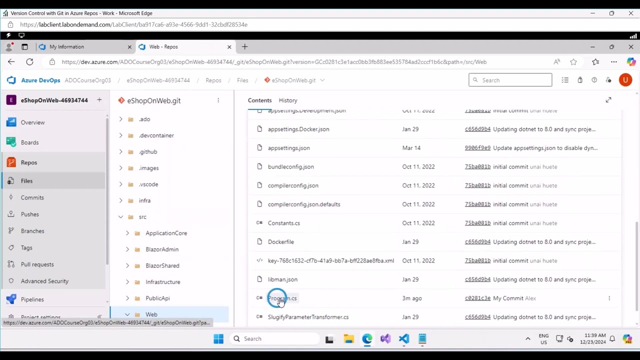 AZ400 Labs - Version Control Using Git Azure DevOps