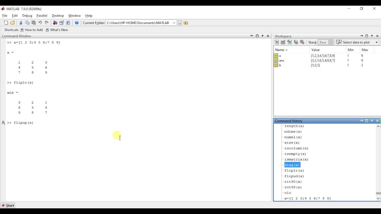 MATLAB Programming 46 - Array functions for flipping & rotations