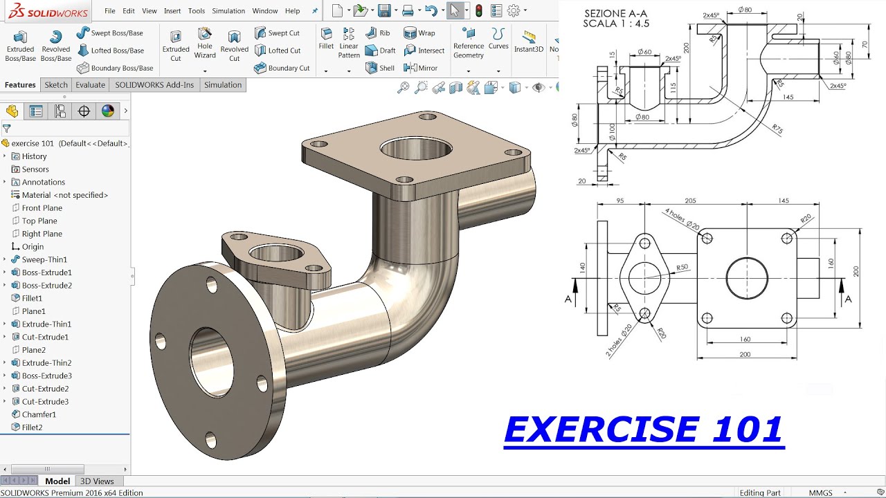 SolidWorks Tutorial for Beginners exercise 101