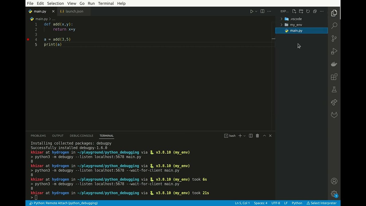 Debug Python inside Docker using debugpy and VSCode