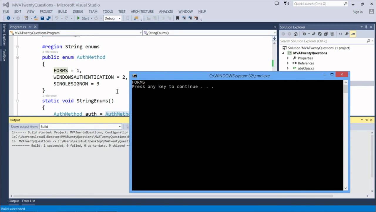 Twenty C# Questions Explained, 15,  How do I get the string value of an enum