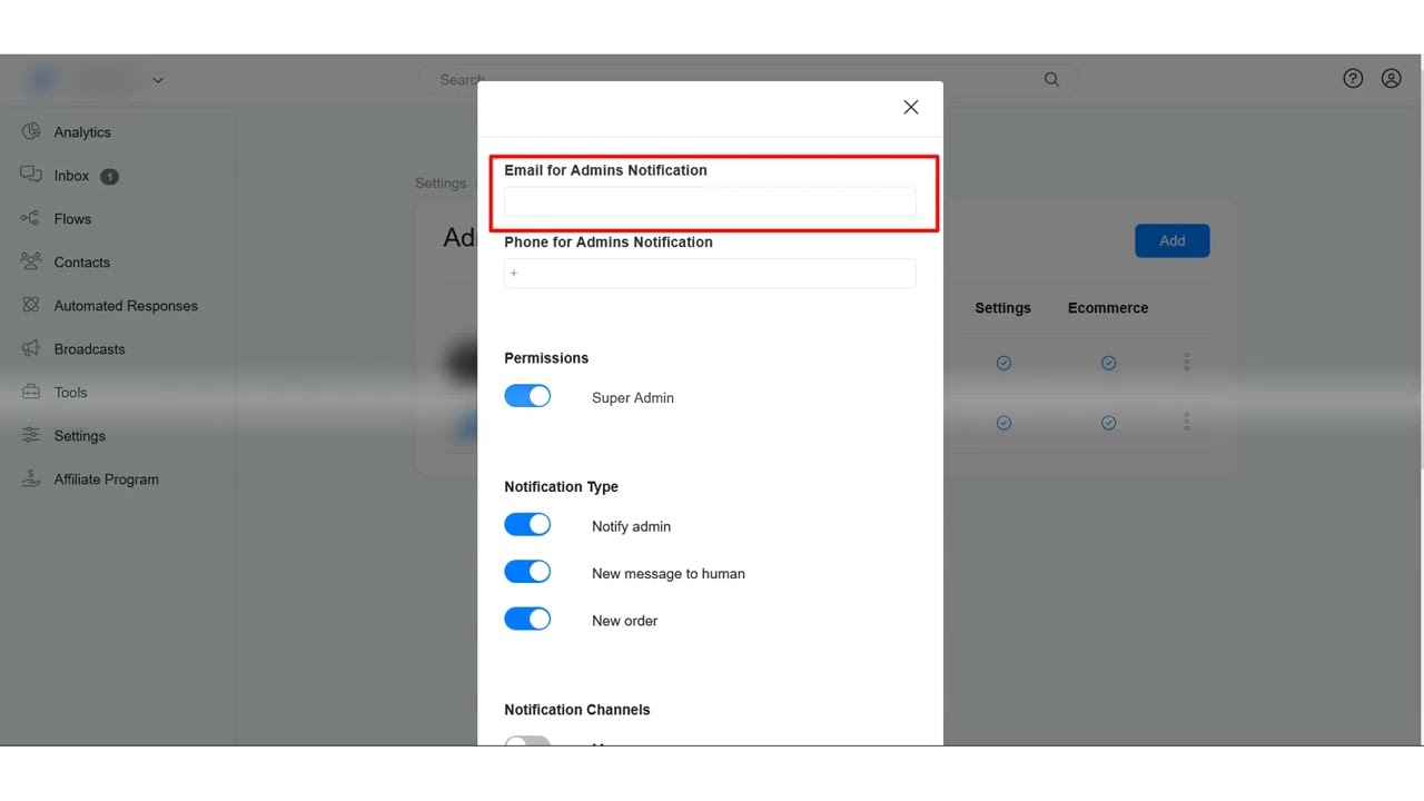 How to set up admin notification