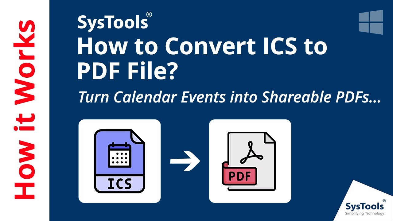 Convert ICS to PDF | ICS to PDF Converter Guide | How to Convert iCalendar file to PDF
