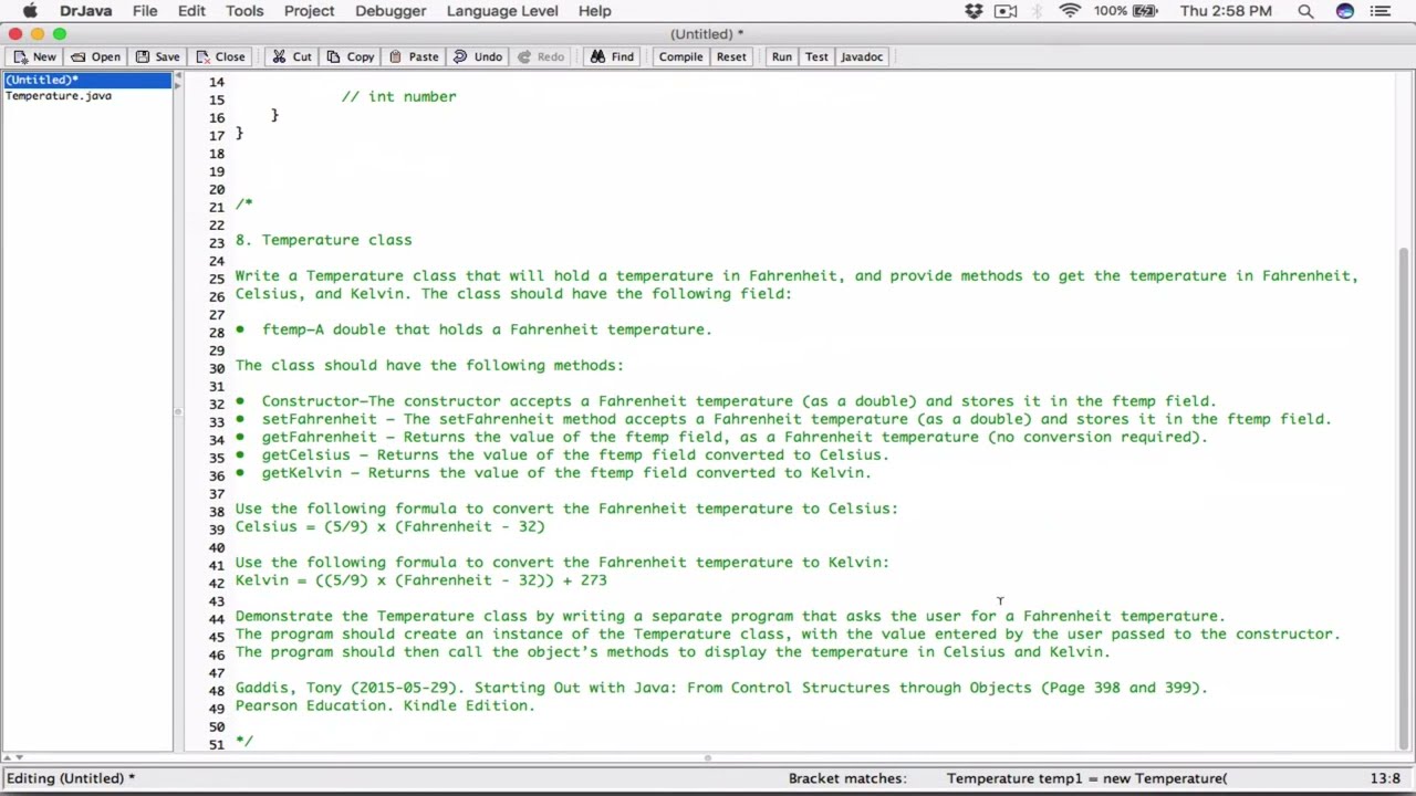 6.8 (Part 2) Temperature Class - Java