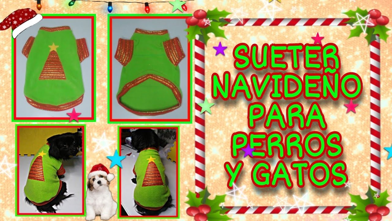 SUETER NAVIDEÑO PARA PERRO Y GATO ( MOLDES GRATIS EN pdf )