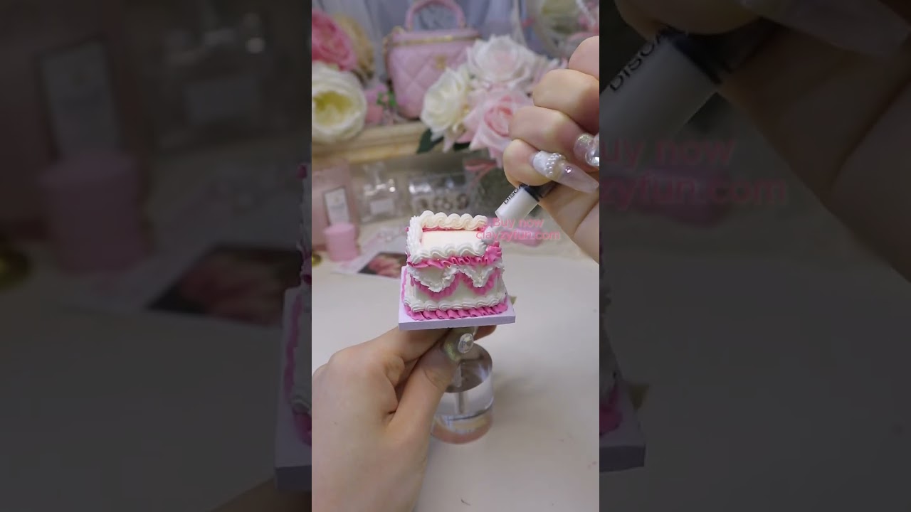 How to Make a Square Mini Clay Cake #princess #y2k #diy #handmade #cakes #minicake #princess