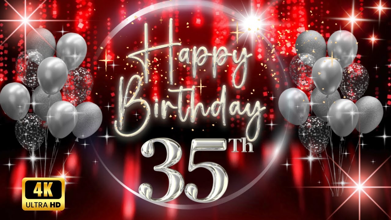 Happy 35th Birthday in Red & Silver 🎉 30 Min 4K Loop Elegant Wallpaper &  Background Screensaver