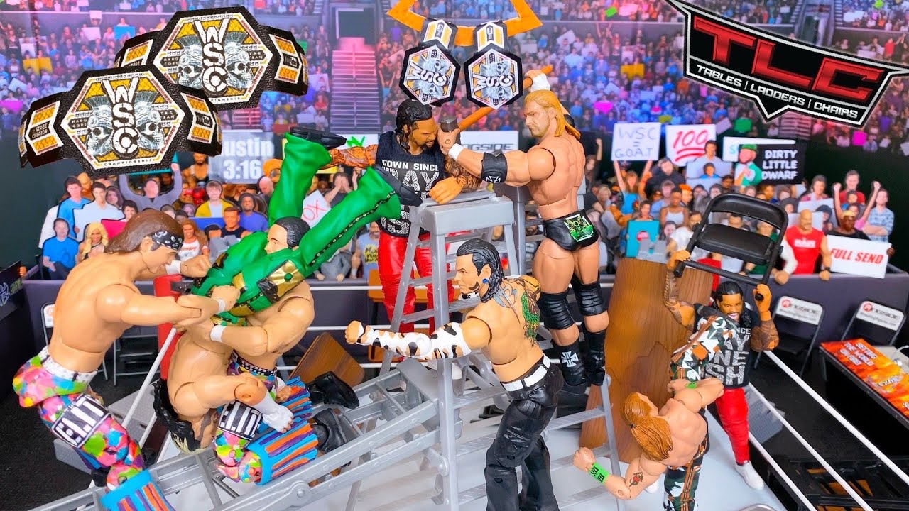 DX vs Hardy Boyz vs Usos vs Young Bucks - TLC Action Figure Match! Hardcore Tag Team Championship!