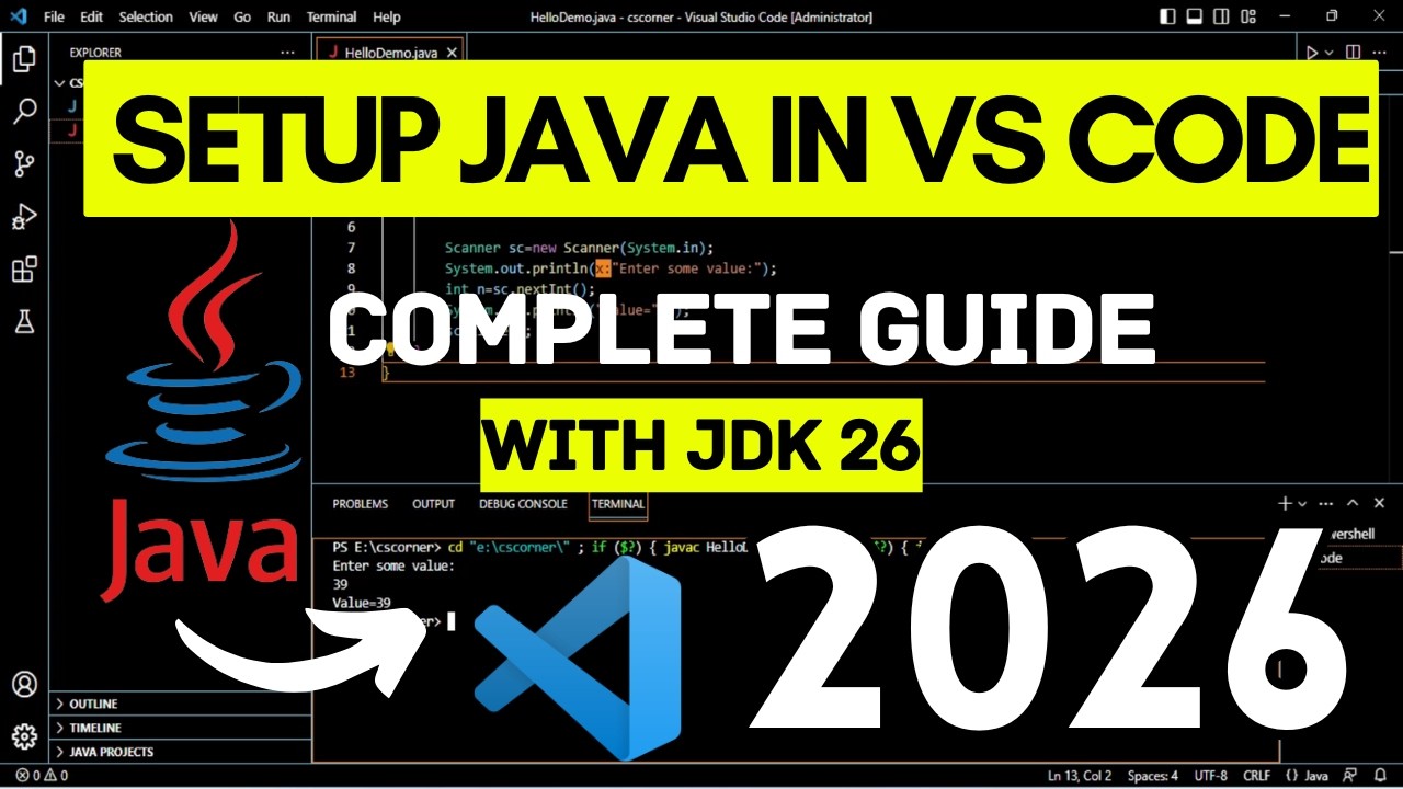 Java in VS Code Full Setup Tutorial (2026) | Install, Create & Run Java