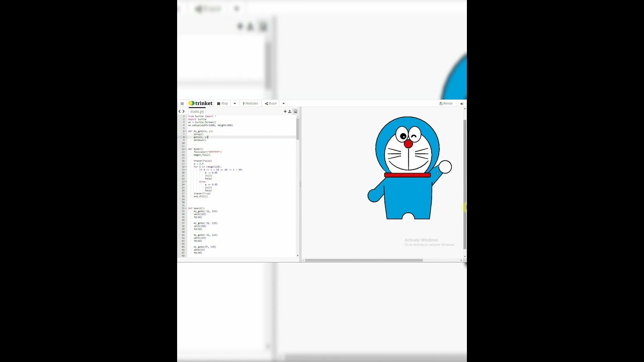 Make Doraemon Using Turtle Module in Python | Python Project Using Turtle Module | #Python