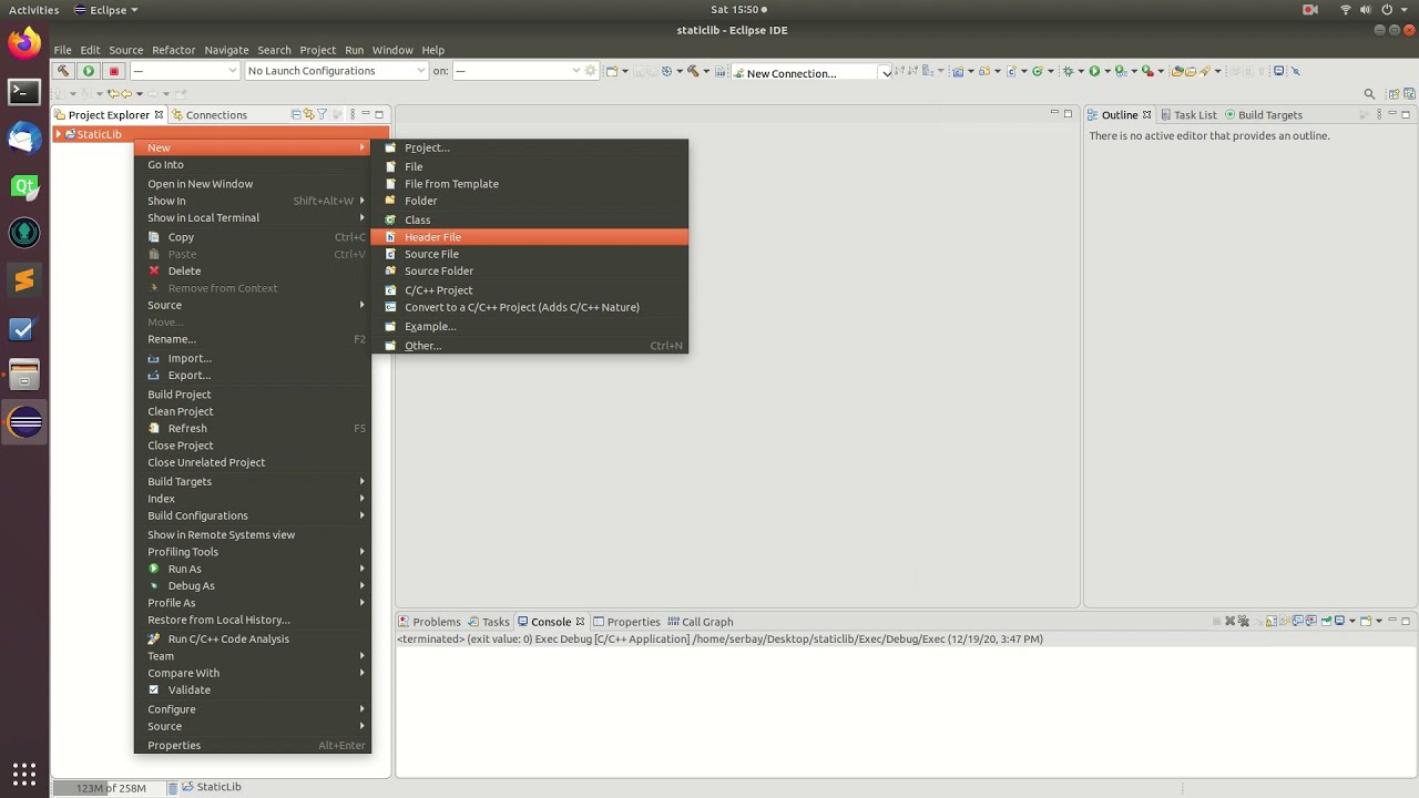 Creating and linking static library using Eclipse IDE for C/C++ Developers