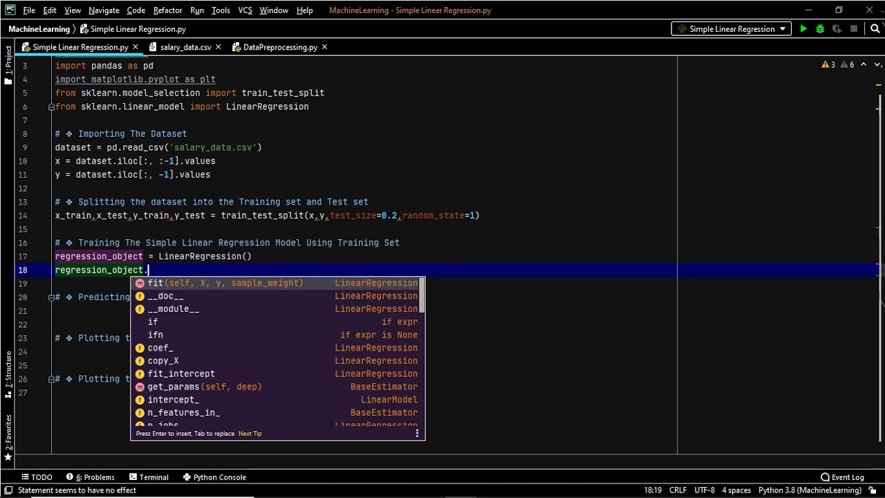 10 . Simple Linear Regression In Python  - Part 1
