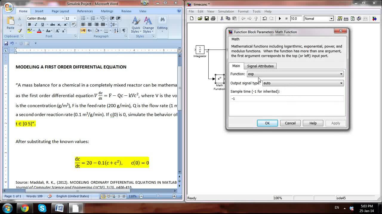 TUTORIAL: MODELING ORDINARY DIFFERENTIAL EQUATIONS IN MATLAB SIMULINK