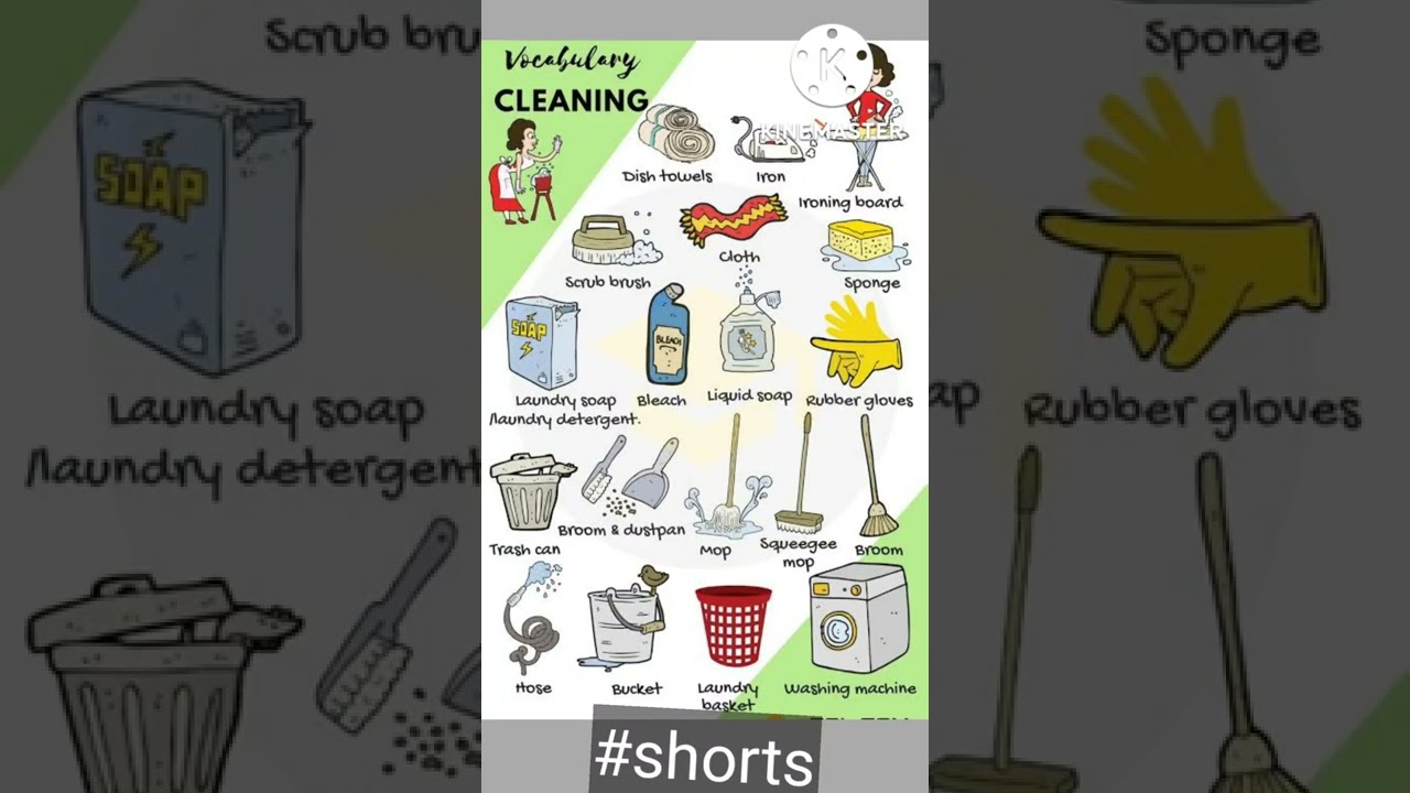 cleaning supplies name in English|cleaning vocabulary#spoken English  @dailyenglishlearning6853