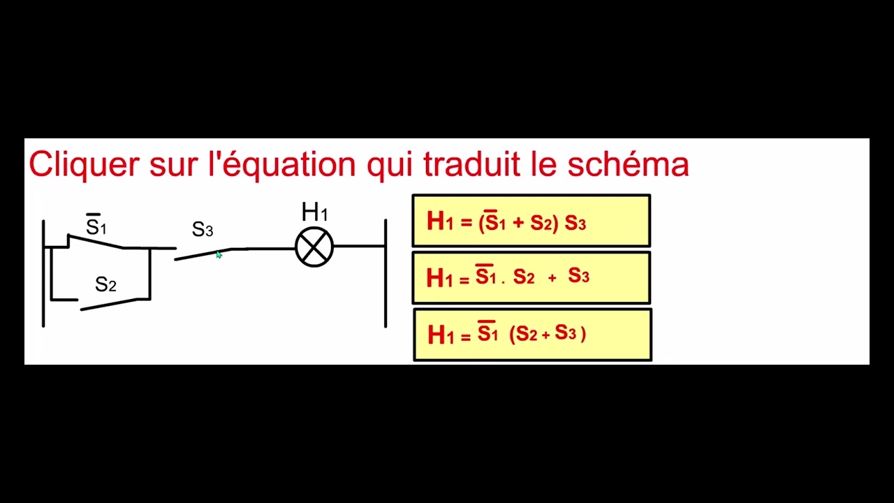 Logique combinatoire (Exercice N°3) : Lecture d'un schéma électrique à contacts.