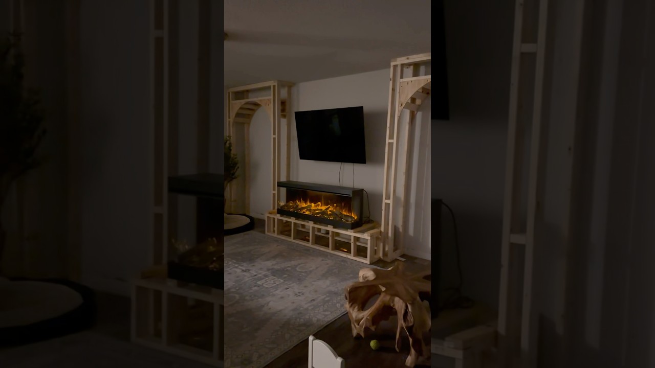 Part 3, tackling the electric fireplace! #electricfireplace #construction #homerenovation #build