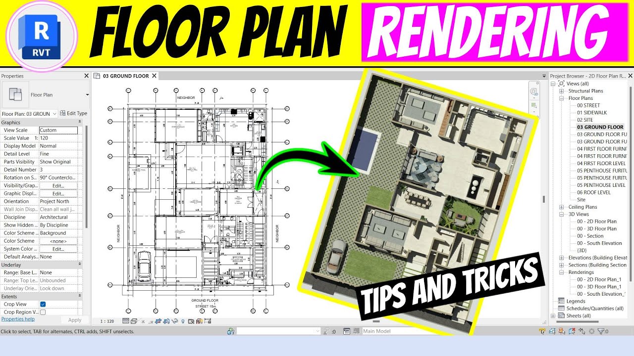 2D Floor Plan Rendering | Revit Presentation Tutorial