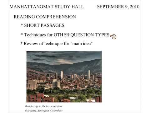 2. Reading Comprehension (MAIN IDEA & INFERENCE)-Thursdays with Ron-Sept 9, 2010