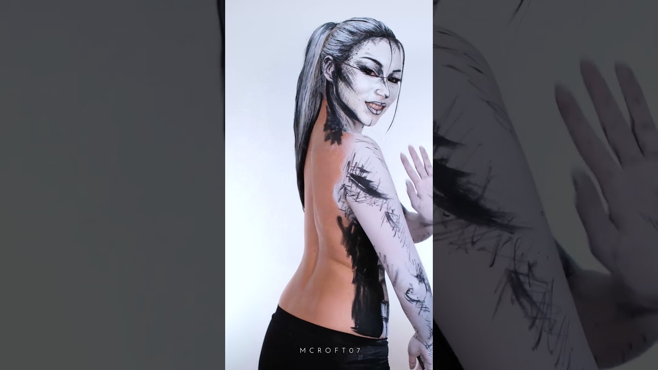 painted myself! inspired by @aha take on me music video #makeup #cosplay #bodypaint #artist
