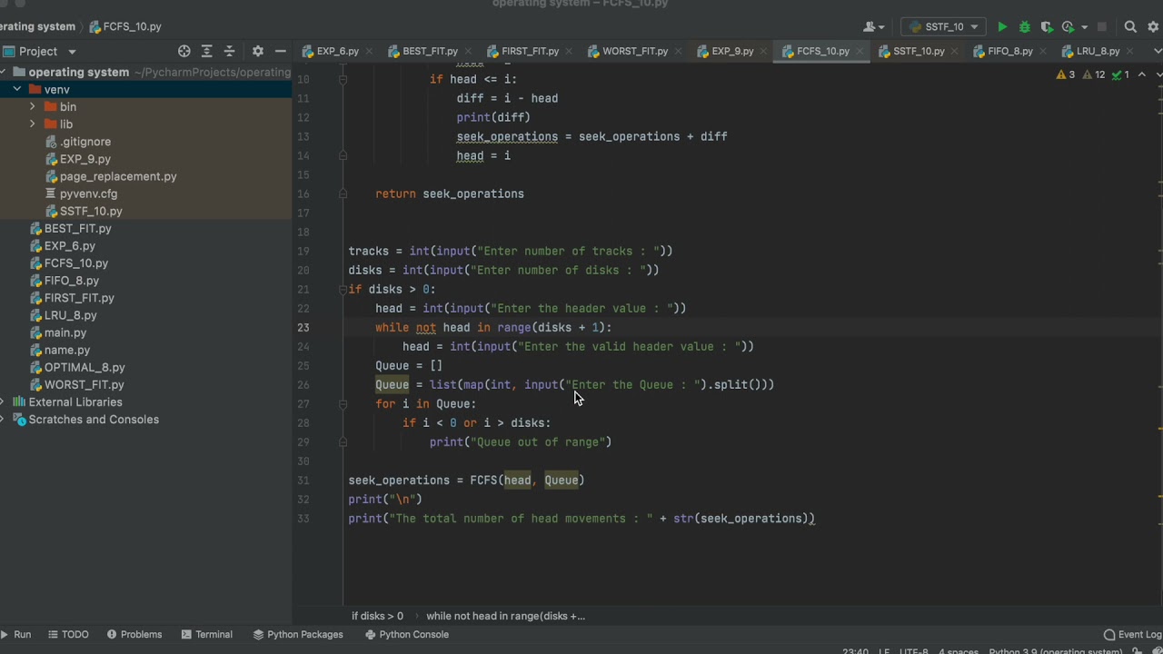 Simulate Disk Scheduling Algorithms