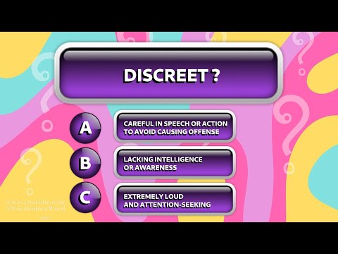 Vocabulary Word. DISCREET. Multiple Choice. Definition. Examples. #Learn #English #Vocabulary