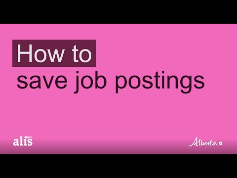Alis Training - How to save job postings