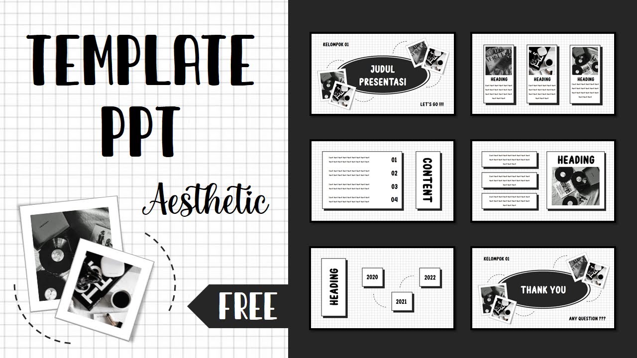 PART #54 📍 TEMPLATE PPT AESTHETIC [CANVA] 📍 BLACK & WHITE - FREE DOWNLOAD