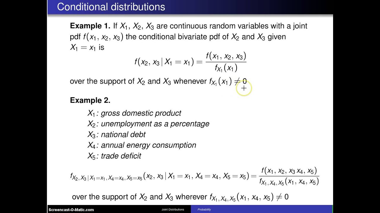 Multivariate distributions:  Conditional distributions -- Example 1