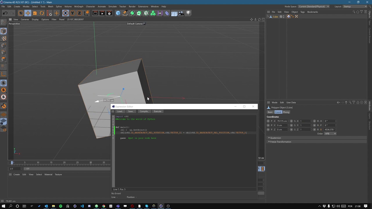 Python Tag - C4D Intro - most easy example.