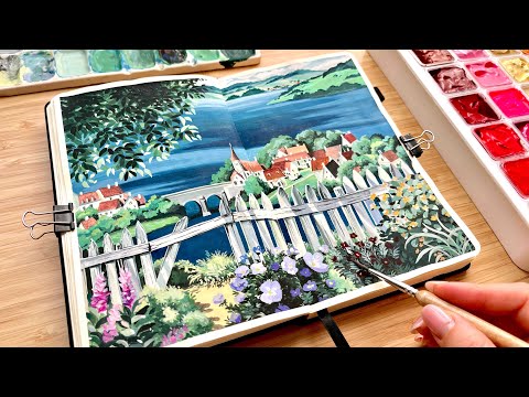 Studio Ghibli Landscape Painting/ Miya Jelly Gouache Unboxing🎨