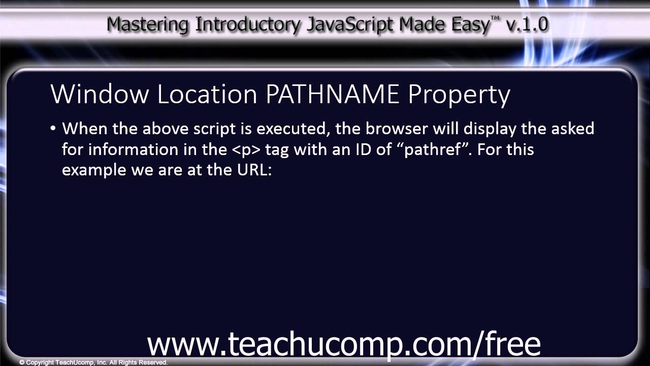 JavaScript Training Tutorial Window Location PATHNAME Property