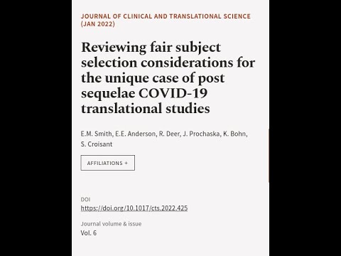 Reviewing fair subject selection considerations for the unique case of post sequelae ... | RTCL.TV