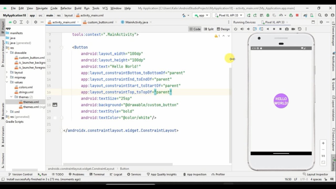 Button Design in Android Studio with Java