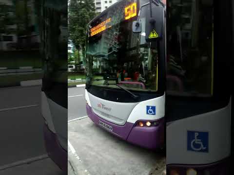 Kind BC! SBS Transit Scania K230UB Euro 4 refurbished Departing bus stop with red nuts SBS8286R
