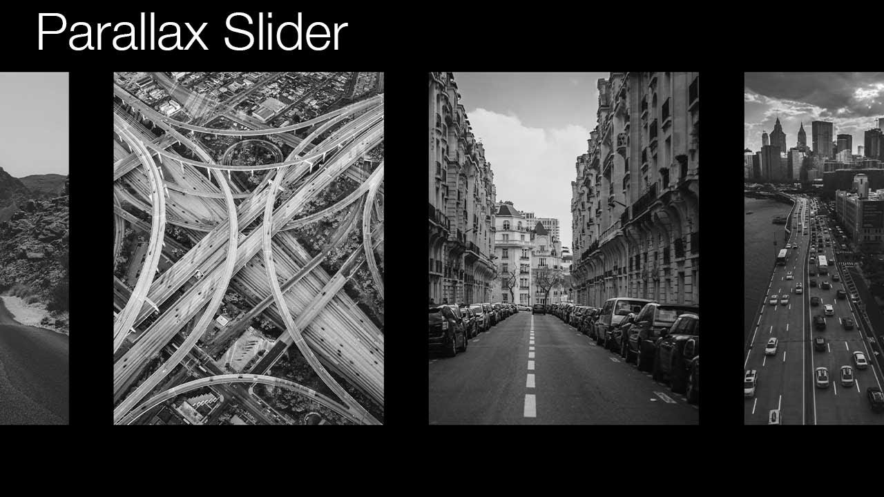 Vanilla JavaScript: horizontal Smooth Scrolling Parallax Slider