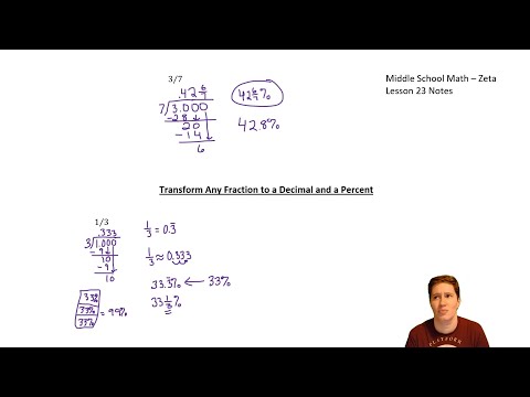 KStevMath - Math U See Zeta - Transform Any Fraction to a Decimal and a Percent - Lesson 23