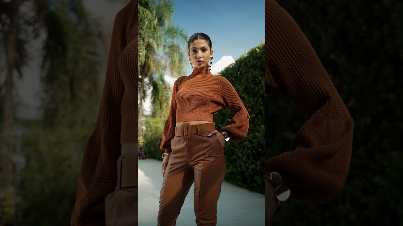 Calça de Couro Feminina Bruna Caramelo - Elite Couro Store / Roupas de Couro Legítimo
