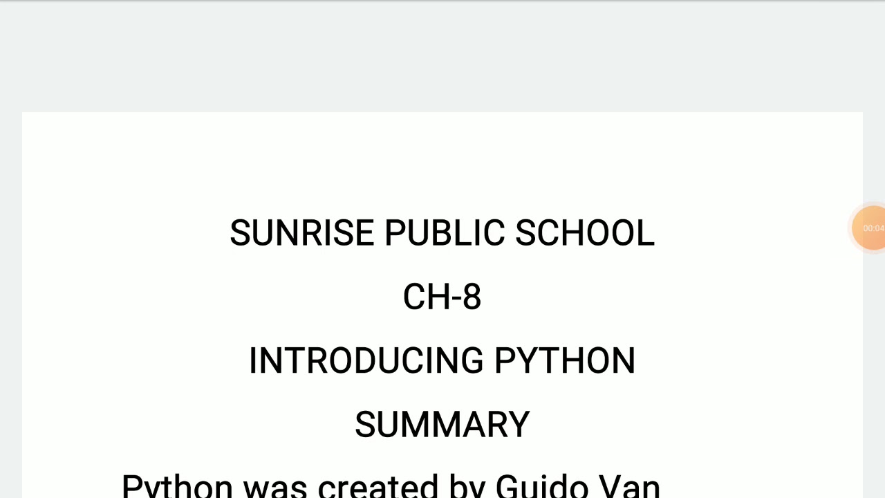 6TH COMPUTER CH-8 INTRODUCING PYTHON VIDEO - 1