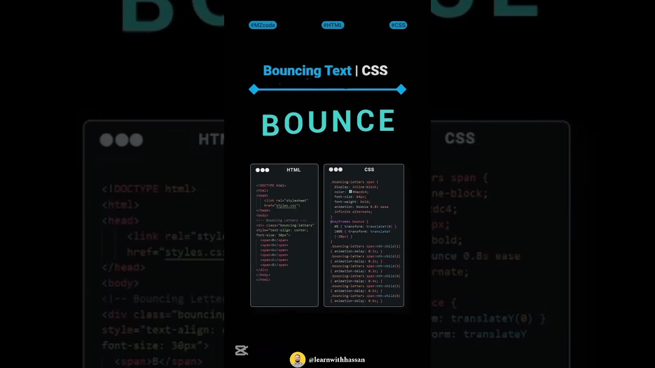 Bouncing Text CSS | Text Animation using html and css |  Bouncing Text Effect | HTML CSS | CodeMinds