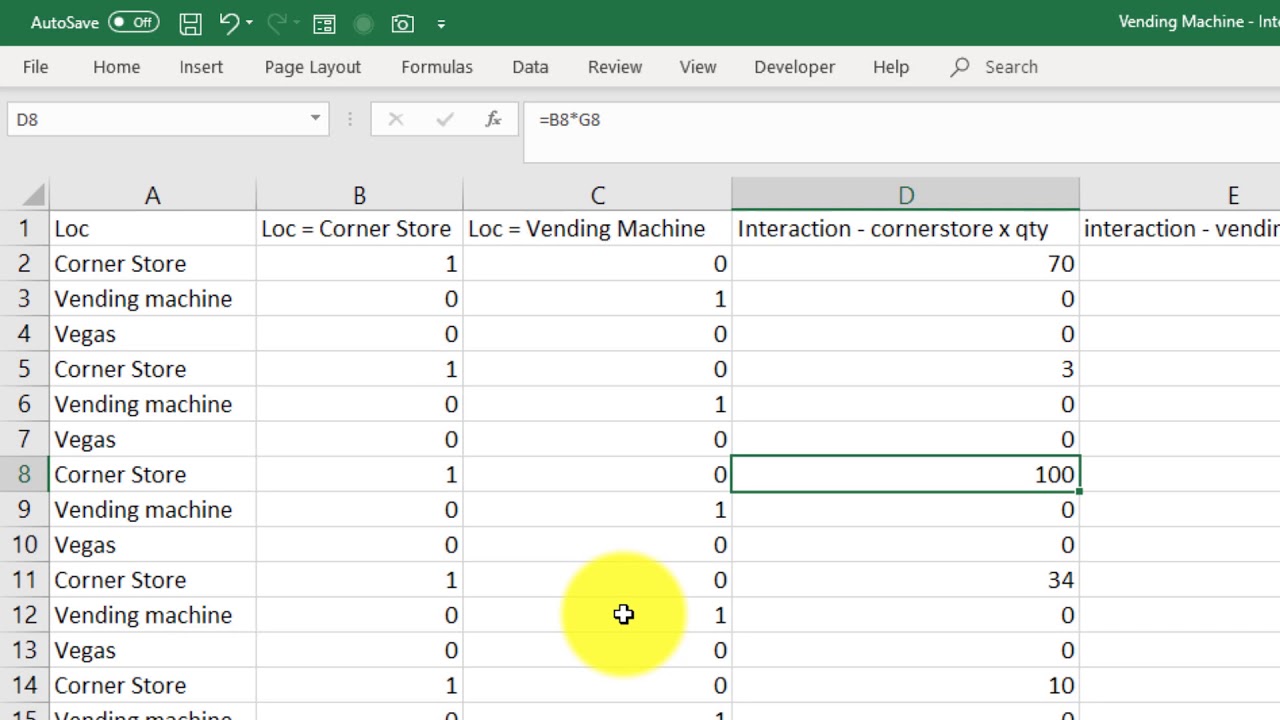 A super easy way to understand interaction variables in regression using Excel