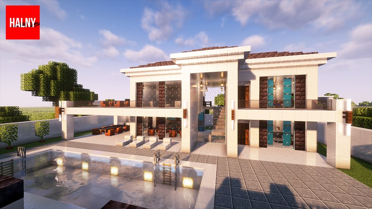 How to build a villa with a pool in Minecraft - Minecraft Builders